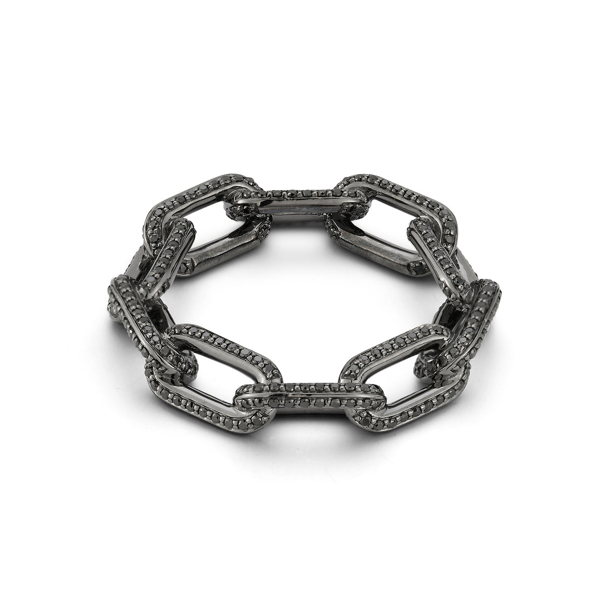 SAXON 18K BLACK GOLD ALL BLACK DIAMOND LARGE CHAIN LINK RING – Walters ...