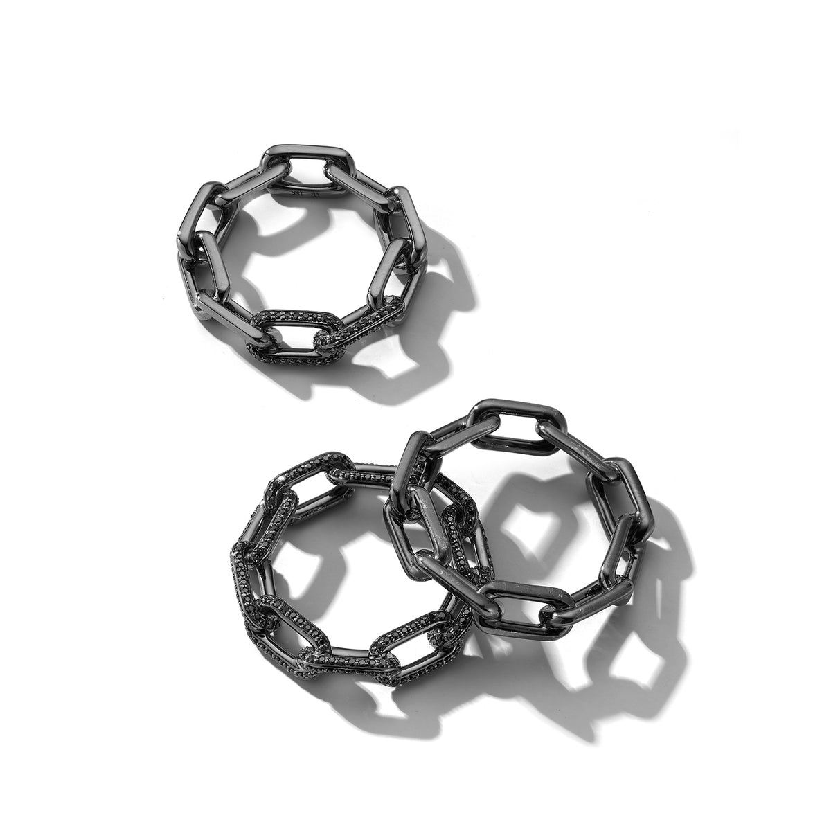 SAXON 18K BLACK GOLD ALL BLACK DIAMOND LARGE CHAIN LINK RING – Walters ...